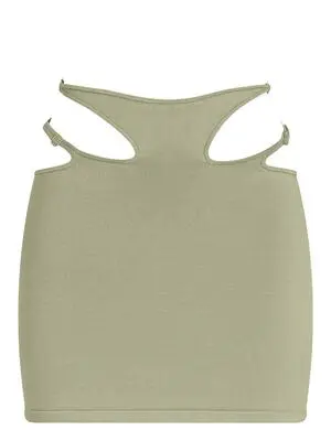 DION LEE Stretch-ponte Mini Skirt With Cutouts - Sage Green