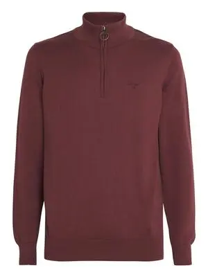 Barbour Barbour Cotton Half-Zip Sweater Burgundy