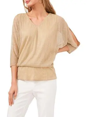 Chaus Chaus Metallic Cold Shoulder Top Light Brown