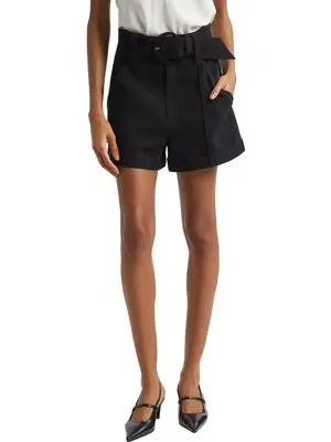 Cinq À Sept Aldi Belted High-waist Shorts - Black