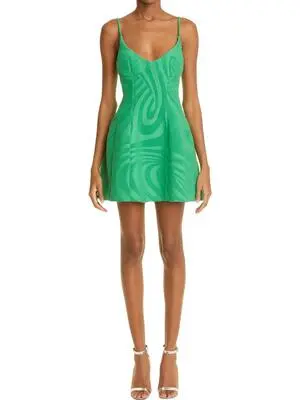 Brandon Maxwell Bubble Bustier Minidress - Leaf Green