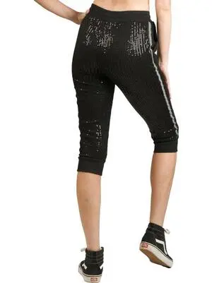 NIKKI LUND NIKKI LUND Sequin Side Stripe Capri Pants Black