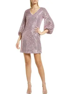 Eliza J Sequined Long Sleeve Dress - Lil