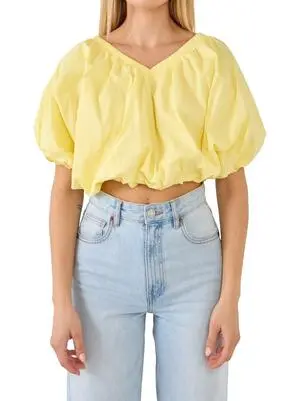 Endless Rose Puff Crop Blouse - Yellow