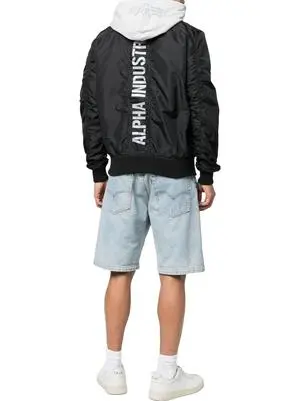 Alpha Industries Logo Print Bomber Jacket - Black