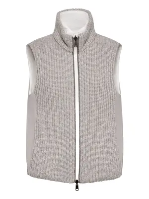 Brunello Cucinelli Ribbed-knit Padded Gilet - Grey