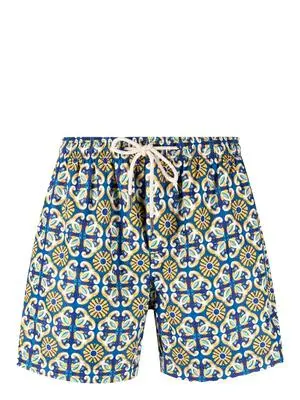 PENINSULA SWIMWEAR Tile-print Swim Shorts - Blue
