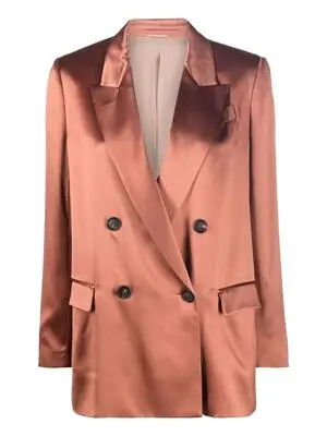 Brunello Cucinelli Double-breasted Silk Blazer - Orange