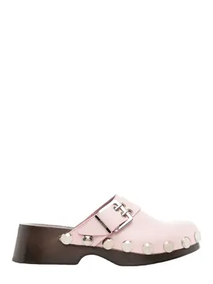 GANNI Stud-detail Leather Mules - Pink