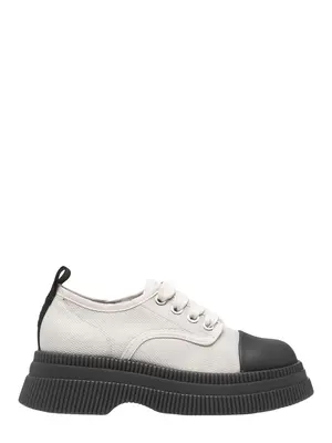 GANNI Canvas Lace-up Derby Shoes - Grey