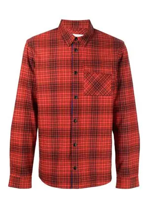 Aztech Mountain Check-print Long-sleeved Shirt - Orange