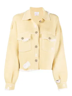 BARRIE Fringed Denim Jacket - Yellow
