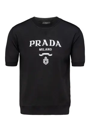 Prada Logo-intarsia Wool Jumper - Black