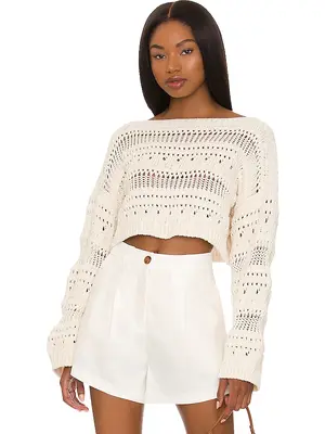 Tularosa Francis Open Stitch Cropped Pullover - Ivory