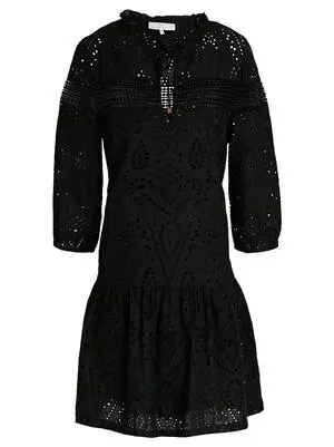 Heidi Klein Gathered Broderie Anglaise Mini Dress - Black