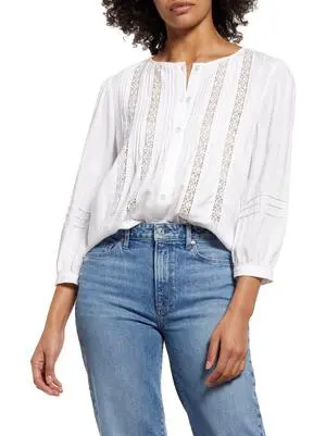 Caslon Lace Inset Pintuck Blouse - White