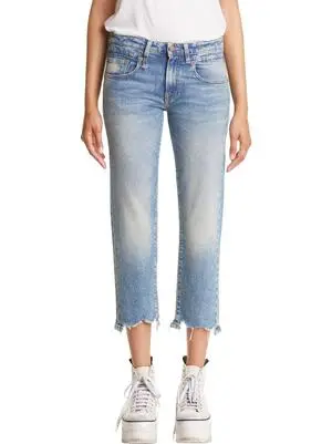 R13 Chewed Hem Crop Straight Leg Jeans - Jasper Stretch