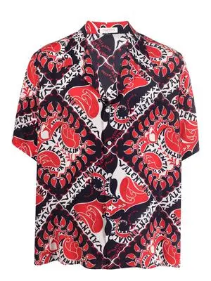 Valentino Garavani Bandana-print Short-sleeve Silk Shirt - Blue