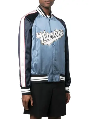 Valentino Garavani Logo-patch Bomber Jacket - Blue