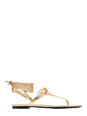 Valentino Garavani Vlogo Leather Sandals - Gold