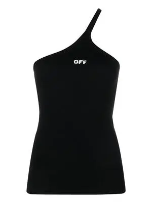 Off-White Logo-print One-shoulder Top - Black