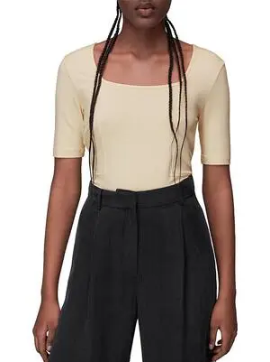 Whistles Square Neck Tee - Stone