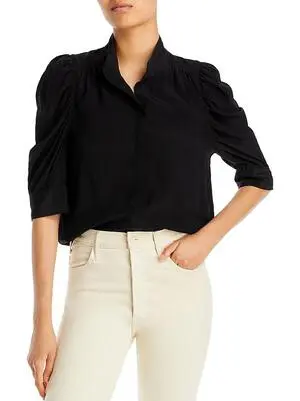 FRAME Frame Gillian Puffed Shoulder Blouse Noir