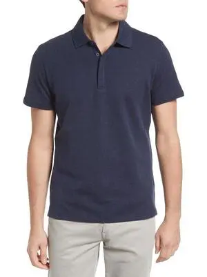 Robert Barakett Creston Micropattern Jacquard Polo - Navy