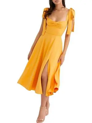 House Of Cb Alicia Floral Midi Dress - Tangerine