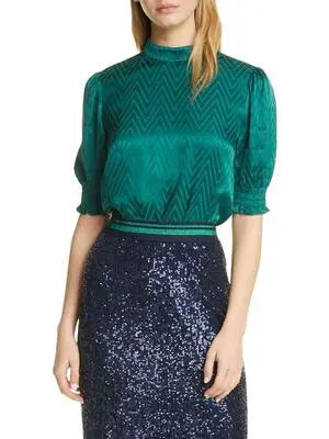 Ted Baker London Puff Sleeve Chevron Top - Green