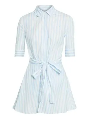 ROSETTA GETTY Striped Cotton-Poplin Shirt With Belt