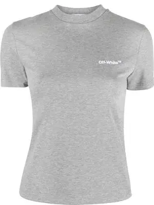 Off-White Helvetica Logo-Print T-Shirt Grey