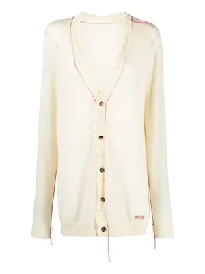 MAISON MARGIELA Logo-embroidered Cardigan - Neutrals