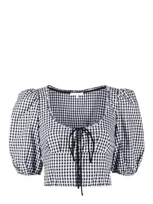 Patrizia Pepe Gingham-print Crop Top - Black
