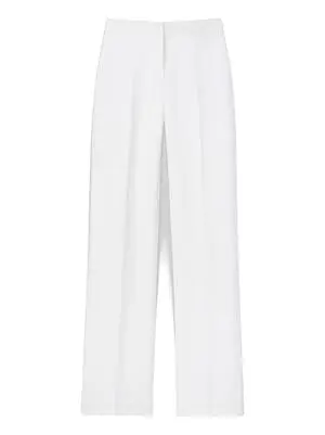Lafayette 148 New York Wool-silk Crepe High-rise Straight Pants - Cloud
