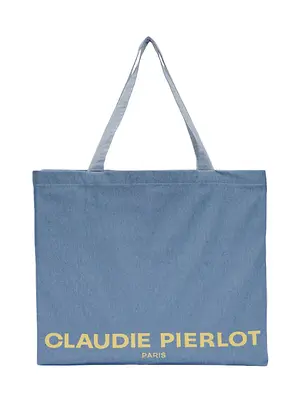 Claudie Pierlot Logo-print Cotton-blend Tote Bag - Bleus