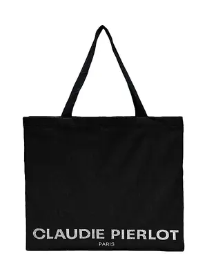 Claudie Pierlot Logo-print Cotton-blend Tote Bag - Noir / Gris