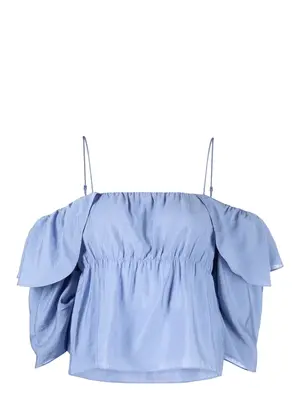 Vince Cold-shoulder Ruffle Blouse - Blue