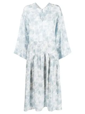 Vince Dahlia Floral-print Dress - Blue