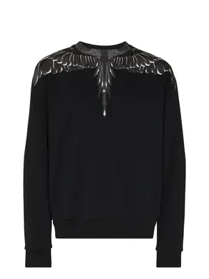 COUNTY OF MILAN Wings-print Crew-neck Sweatshirt - Black
