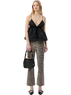GANNI Betzy Cropped Jeans Leopard