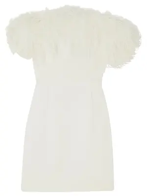16Arlington Ava Feather-trimmed Mini Dress - Ivory
