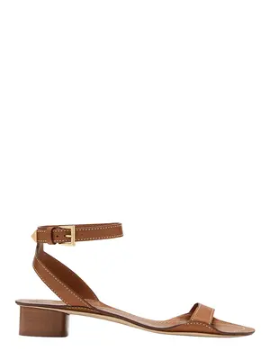 Prada Leather Ankle-Strap Sandals Cuoio