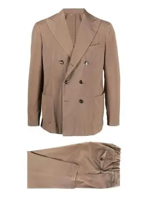 DELL'OGLIO Double-breasted Wool Suit - Neutrals