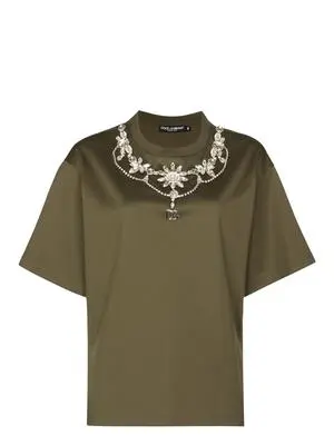Dolce & Gabbana Crystal-embellished T-shirt - Green