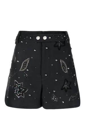 Isabel Marant Kayneliae Embroidered Shorts - Blue