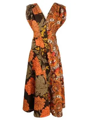 Colville Expressionist Upcycled Floral-print Dress - Orange