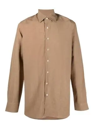 LARDINI Long-sleeved Button-up Shirt - Brown