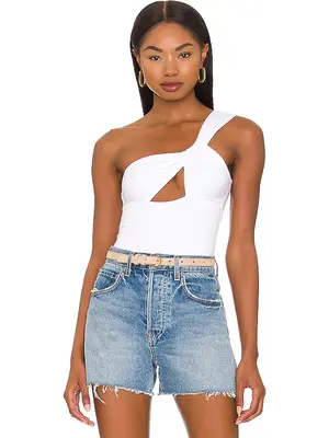 Superdown Jimena One Shoulder Bodysuit - White