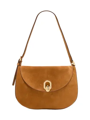 Savette Savette The Tondo Suede Hobo Bag Saddle